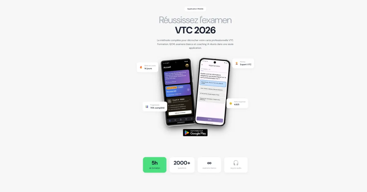 VTC Facile - Préparez les examens VTC & Taxi 2026 | Formation & QCM